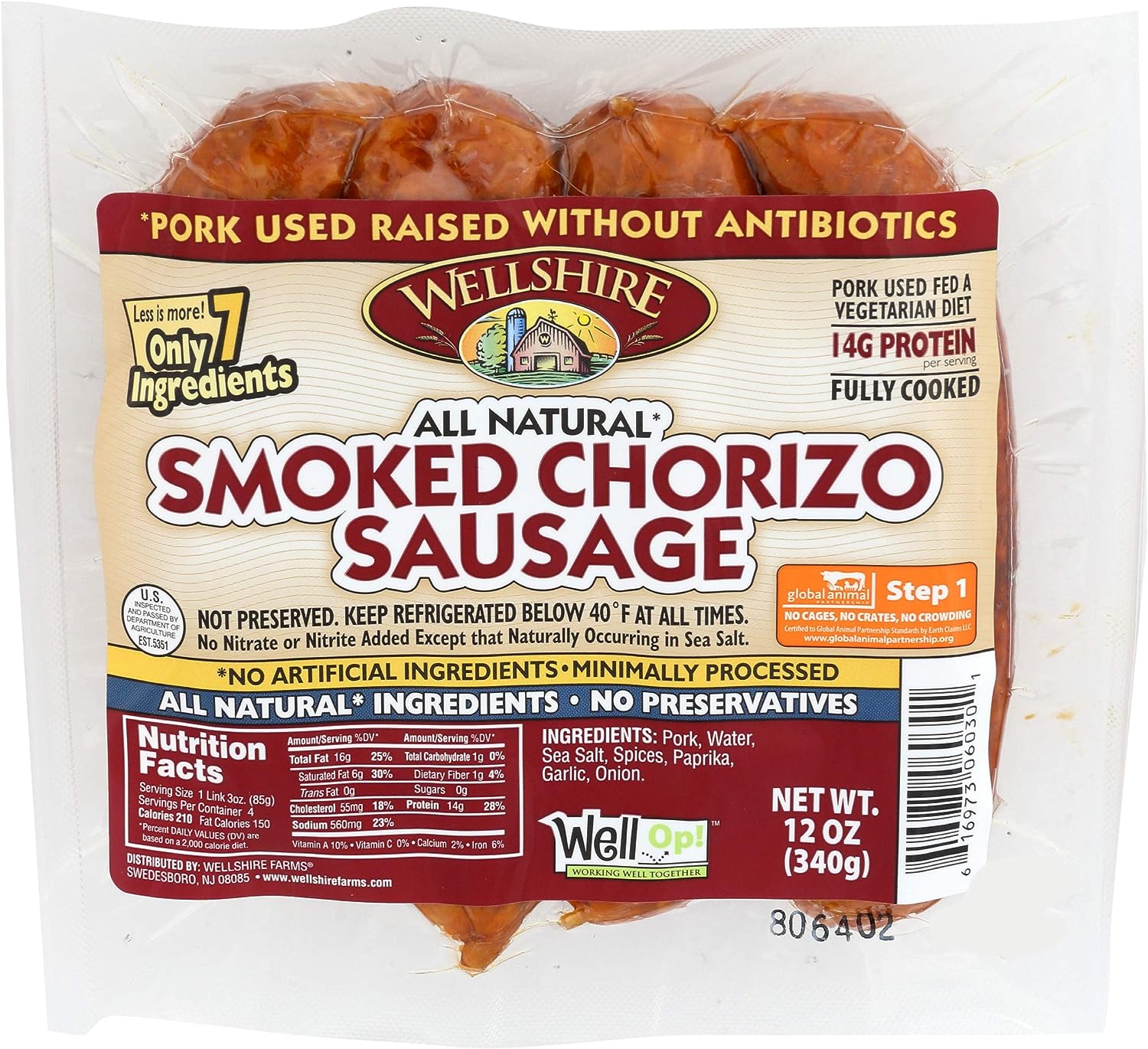 Roll over image to zoom in Wellshire Farms, All Natural Smoked Chorizo ...